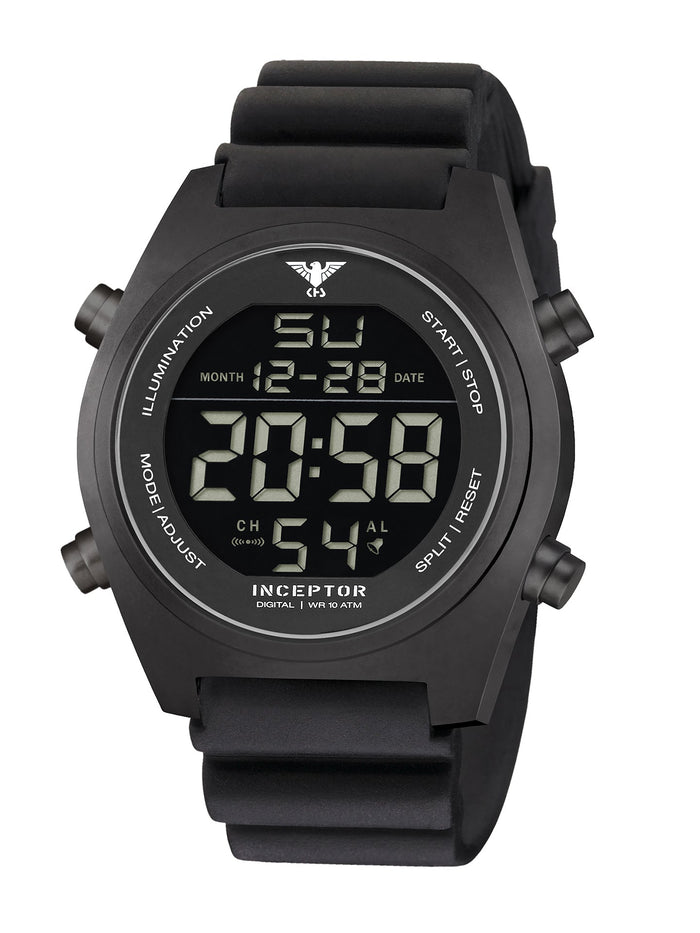 Inceptor Black Steel Quarz Digital EL Hintergrundbeleuchtung